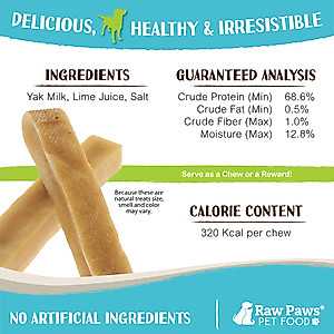 Raw Paws Himalayan Yak Chews for Dogs, Extra Large Chews (4 Count) - Himalayan Cheese for Large Dogs, Yak Bones for Dogs - Yak Milk Bones for Dogs, Dog Cheese Chews Himalayan, Yak Chews for Large Dogs