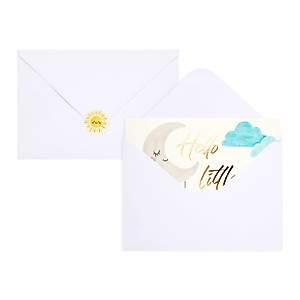 Pipilo Press 24 Sets Unisex Baby Shower Cards with Envelopes and Sticker Seals, 6 Designs for Girl or Boy (4 x 6 In)