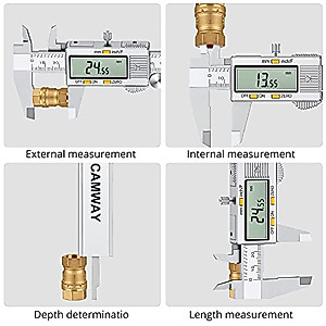 CAMWAY Digital Caliper 6Inch + Feeler Gauge Stainless Steel Electronic Vernier Caliper 150mm, Fractions/Inch/Metric Measuring Tool for Length Width Depth Inner Diameter Outer Diameter