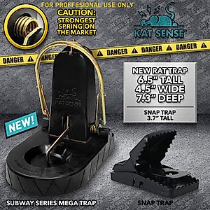 Kat Sense XXL Large Rat Traps, Not All Rodent Traps are Created Equal & This Heavy-Duty Spring Trap Will Prove It - Reusable Pest Control Trap for Rats, Squirrels, and Chipmunks 2 Pack