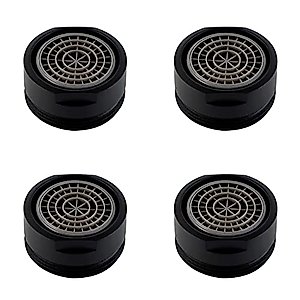 Hibbent 4 Pack Faucet Aerator, Solid Brass Kitchen Sink Faucet Aerator Shell with Built-in Filter, 15/16 Male Thread Bathroom Aerator Faucet Filter, Splash-Proof, Matte Black Finish