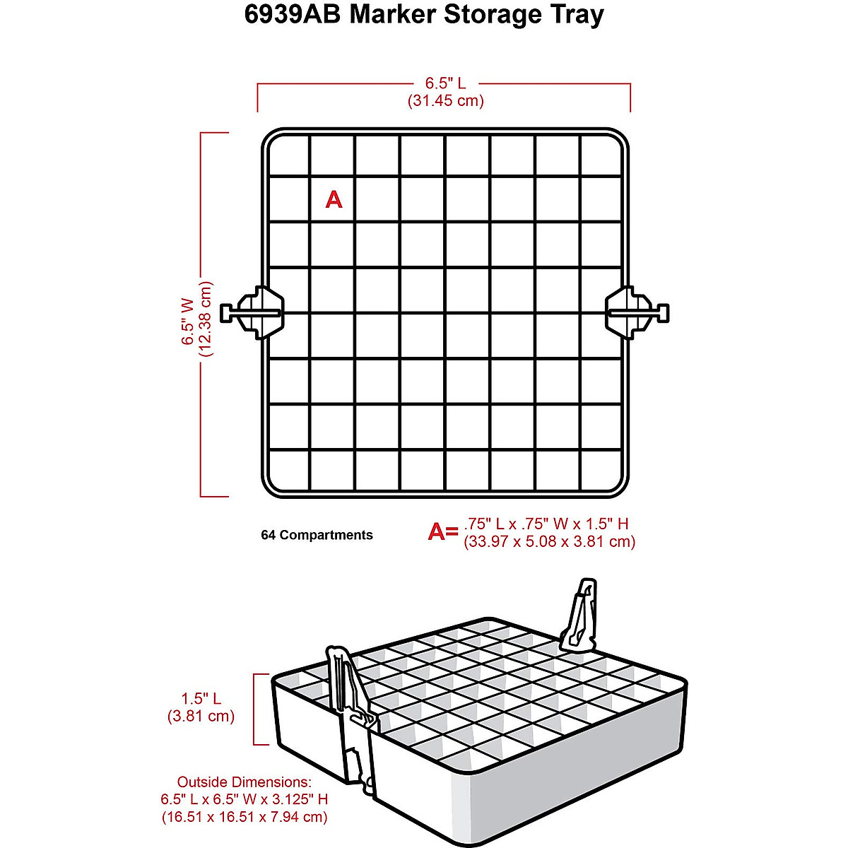ArtBin 6939AB Marker Storage Tray - Holds up to 64 Pens, Pencils, Markers, Brushes, etc., [1] Plastic Storage Tray, White
