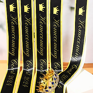 Lasnten 12 Packs Homecoming Court 2024 Sash 72 Inches x 4 Inches Satin Homecoming Sash Bulk for Pageants High School Party Dance Graduation Queen Accessories(Black)