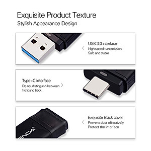 WANSENDA Type C USB C Flash Drive OTG USB 3.1 Thumb Drive (64GB, Black)