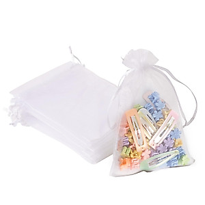 YHJZ 100PCS Organza Bags, 4x6 inches (10x15cm) Small Mesh Bags drawstring, Jewelry Gift Bags, Packaging Bags for Christmas, Party, Festival, Bathroom Soaps, Makeup Organza Favor Bags (White)