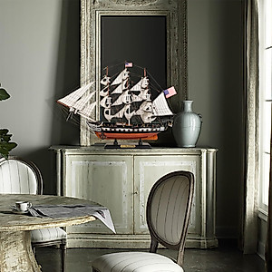SAILINGSTORY Wooden Ship Model Sailboat Decor USS Constitution 1/150 Scale Replica Frigate Medium