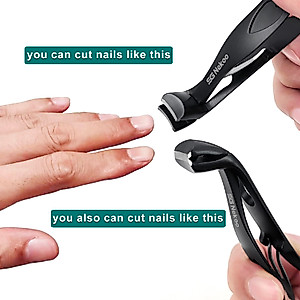 SG Nekoo Toe Nail Clippers for Thick Nails for Seniors, Angled Head Ultra Sharp Wide Jaw Opening Fingernail Clipper, Nail Trimmer with Catcher for Men Women