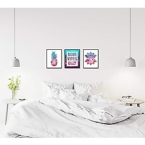 Brooke & Vine - Good Vibes Beach Teen Girl Room Wall Decor Art Prints - (UNFRAMED 8x10) VSCO Inspirational Wall Art, Motivational Quotes Posters for Kids, Tween Women Office Bedroom, Dorm, Desk (Pineapple Mandala Good Vibes Only)