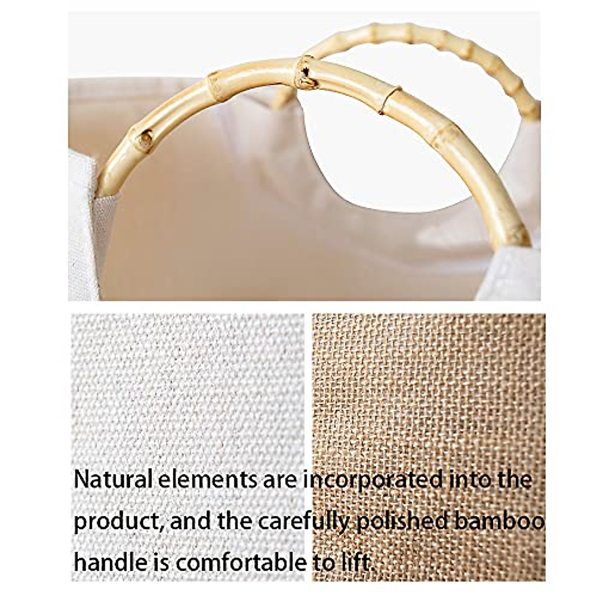 Laundry Basket Organizer Collapsible Waterproof Burlap Foldable Laundry Sorter Hamper Bin Basket for Clothes With Bamboo Handles (Brown, 19.3"(H) x 15.0" (D))