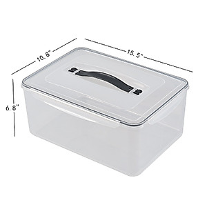 CadineUS 6 Pack 14.5 L Airtight Food Containers, Clear Plastic Storage Box with Seal Circle Lid
