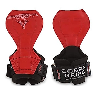 2018 Cobra Grips Flex Model Weight Lifting Gloves Heavy Duty Straps Alternative Power Lifting Hooks Best for Deadlifts with Padded Wrist Wrap Support Bodybuilding (Medium, Red Rubber)