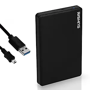 SUHSAI 1TB External Hard Drive USB 2.0 Ultra Slim & Compact Portable Storage Extended Data Backup harddrive Pocket Size USB Drive 2.5" HDD for PC Laptop Mac Chromebook Desktop (Black)