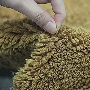 Cute Bathroom Rug Tufted Cotton Rug with Tassels Hand Woven Cotton Mat Washable Area Rug for Entryway Bedroom Laundry Living Room - 19.7"x31.5", Brown