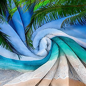 BDUCOK Ocean Beach Flannels Blanket,Tropical Palm Tree Hawaii Ocean Throw Blanket Super Soft Sunshine Beach Coastal Nature Themed Four Seasons Blanket(Ocean Blankets 3003-60"x50")