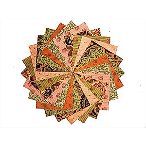 32 5 Inch Beautiful Jacobean Quilting Squares Charm Pack by Andover & QT Fabrics 8 colorways