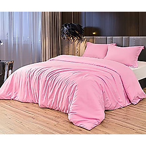 Colourful Snail Duvet Cover 3 Piece Set, Ultra Soft Double Brushed Microfiber Comforter Cover with Zipper Closure and Corner Ties, Queen, Pink