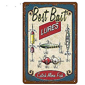 Best Bait Lures Fishing Tools Fish Hook Metal Tin Sign 8x12 inch Home Decoration Bar Cafe Club Wall Decoration Sign
