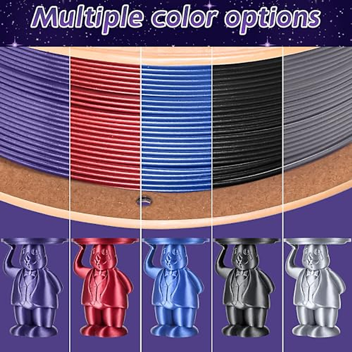 ERYONE Sparkly Glitter Shining PLA Filament for 3D Printer, 1.75mm +/-0.03mm, 1kg(2.2LBS)/Spool, Red