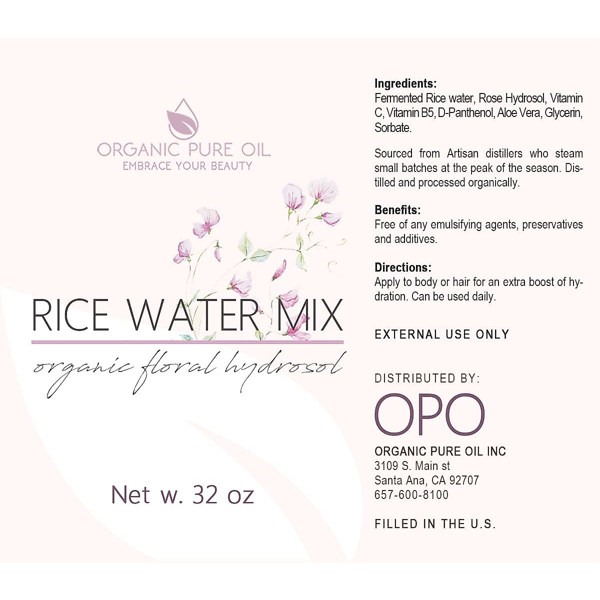 Rice Water Hair Growth Mixture - 100% Natural, Extra Strength, Herbal Mist, Spray, Conditioner for Hair, Scalp, Locs, Dreads, Dry, Oily, Brittle - Fermented, Aloe Vera, D-Panthenol, Antioxidants -