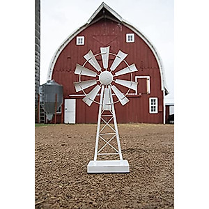 Foreside Home & Garden White Large Enamel Metal Windmill Table Decor