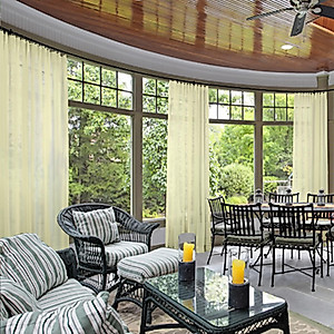 cololeaf Indoor Outdoor Sheer Curtain for Patio| Porch| Gazebo| Pergola | Cabana | Dock| Beach Home| Backyard| Country| Garden| Wedding - Pinch Pleat - Ivory 52" W x 96" L (1 Panel)