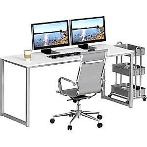 SHW Mission 55-Inch Home Office Computer Desk, White