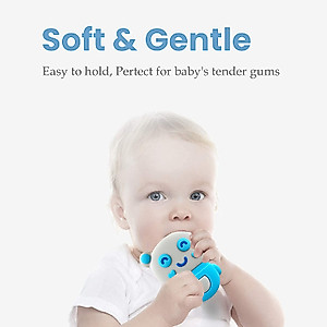 Baby Teether Toy, Teetheing Toys for Babies 0-12 Months, Baby Soothing Teether Toys for Sensory Exploration and Teething Relief, Cute Cartoon Shape, BPA-Free