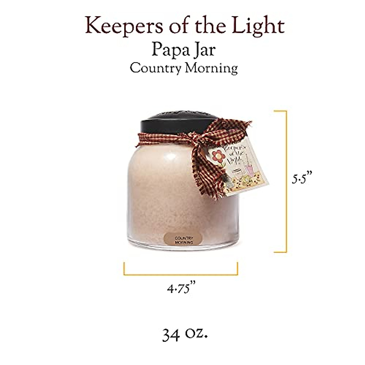 A Cheerful Giver — Country Morning - 34oz Papa Scented Candle Jar with Lid - Keepers of the Light - 155 Hours of Burn Time, Gift for Women, Brown