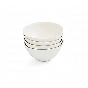 Portmeirion Sophie Conran Arbor Organic Shape Stoneware All Purpose Bowls 6 Inch Set of 4 - Dishwasher & Microwave Safe for Serving Cereal, Soup, Salad, Rice, Snacks & More (Creamy White)