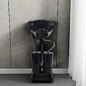 Paddie Portable Shampoo Bowl with Electric Pump and 2 Water Tanks, Portable Hair Washing Sink with Sprayer for Salon Home, Black