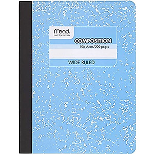 Mead Composition Book, 6 Pack of Wide Ruled Composition Notebooks, Wide Rule paper, 100 sheets (200 Pages), Pastel Color Notebook