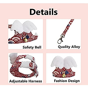 Ferret Harness and Leash - Soft Mesh Small Pet Harness with Wings and Safe Bell, No Pull Comfort Padded Vest for Ferret, Guinea Pigs, Chinchilla and Similar Small Animals (3 Pack)