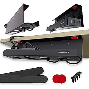 Under Desk Cable Management Tray - No Drill Cable Management for Glass Desk. Under Desk Cable Organizer for Wire Management. Perfect Standing Desk Cable Management Rack (Black Wire Tray - Single 17'')