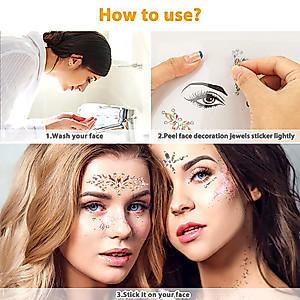 LINGSFIRE 10 Sets Face Jewels for Makeup, Mermaid Rhinestone Face Glitter with 4 Boxes Body Face Glitter Noctilucent Face Gems Jewels for Women Makeup Festival Carnival Party Face Stickers Decorations