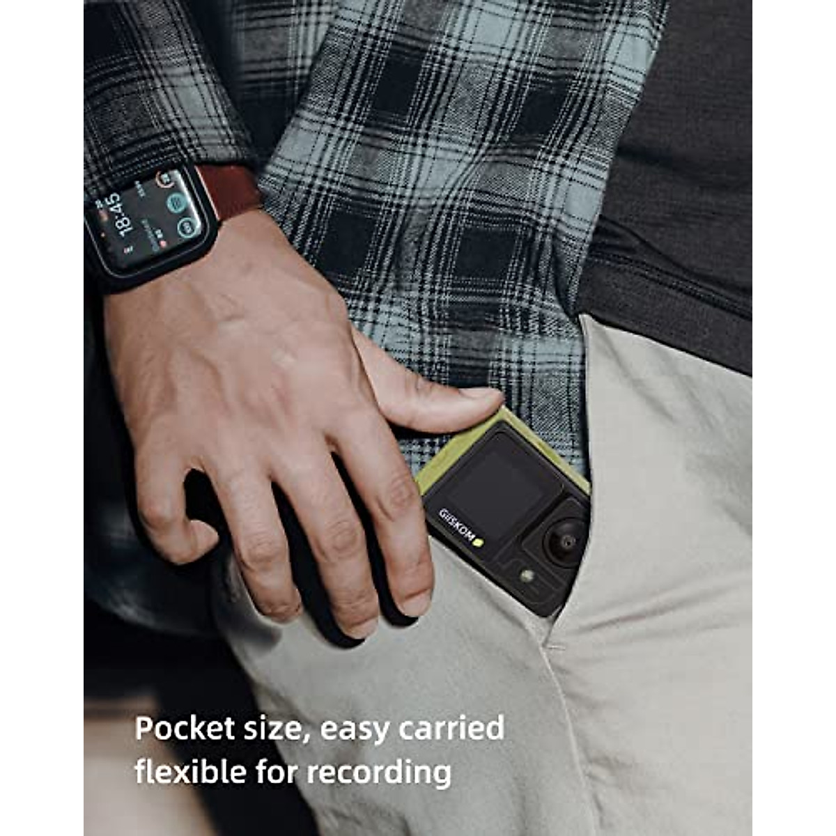 GIISKOM Fancy R2 Action Camera 4k/60FPS 24MP in Dual Screen, 95FT Waterproof Underwater Camera for Snorkeling, Sports Camera with Image Stabilization Matchs Mounting Bundles for Vlog (Green)