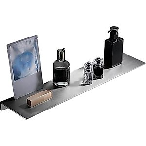 Biutimarden 16Inch Stainless Steel Wall Mounted Floating Shelf Drilling or Shelf Adhesive Modern Room Decor Wall Shelf Floating Shelf for Bathroom Bedroom Decor