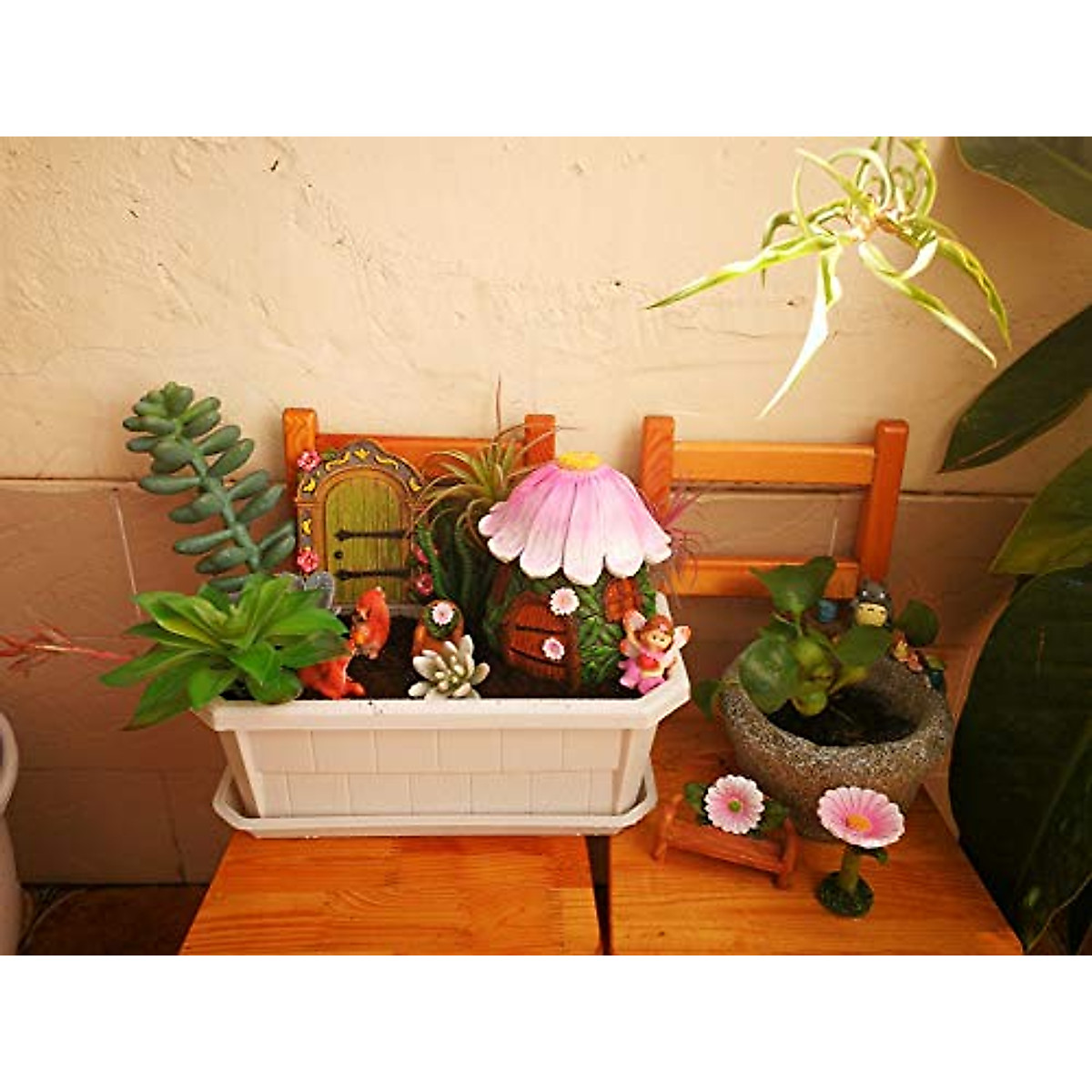 MUAMAX Fairy Garden Door Accessories Fairy Doors Wall Outdoor Mystical Miniature Garden Door for Tree Trunk (Green)