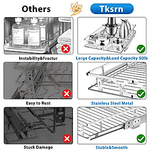 Tksrn Pull Out Cabinet Organizer(12" W x 21" D),Cabinet Drawers Slide Out Shelves for Kitchen,Under Sink Organizer Storage for Cabinet in Home, Pantry, Bathroom（NEED 13" W and 22" D Cabinet）