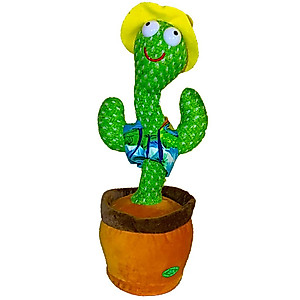 gdTechA Dancing Cactus Toy, TikTok Singing Toy, Lighted Toy, Electronic Repeating Voice for Kids, Cactus Plant Plush, Pets Wriggle Toy, Holiday Mimicking Toy for Kids (Hawaii Style)