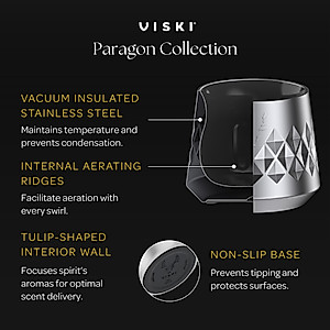 Viski Paragon Whiskey Taster Cocktail Tumbler Insulated Rocks Tumbler Stainless Steel Rocks Glass Black 8oz Set of 1