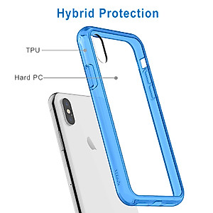 JETech Case for iPhone Xs and iPhone X 5.8-Inch, Shockproof Phone Bumper Cover, Anti-Scratch Clear Back (Blue)