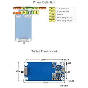 Waveshare UPS HAT (C), Compatible with Raspberry Pi Zero Series Board, 5V Uninterruptible Power Supply Module, Multi Battery Protection Circuits, Without Battery
