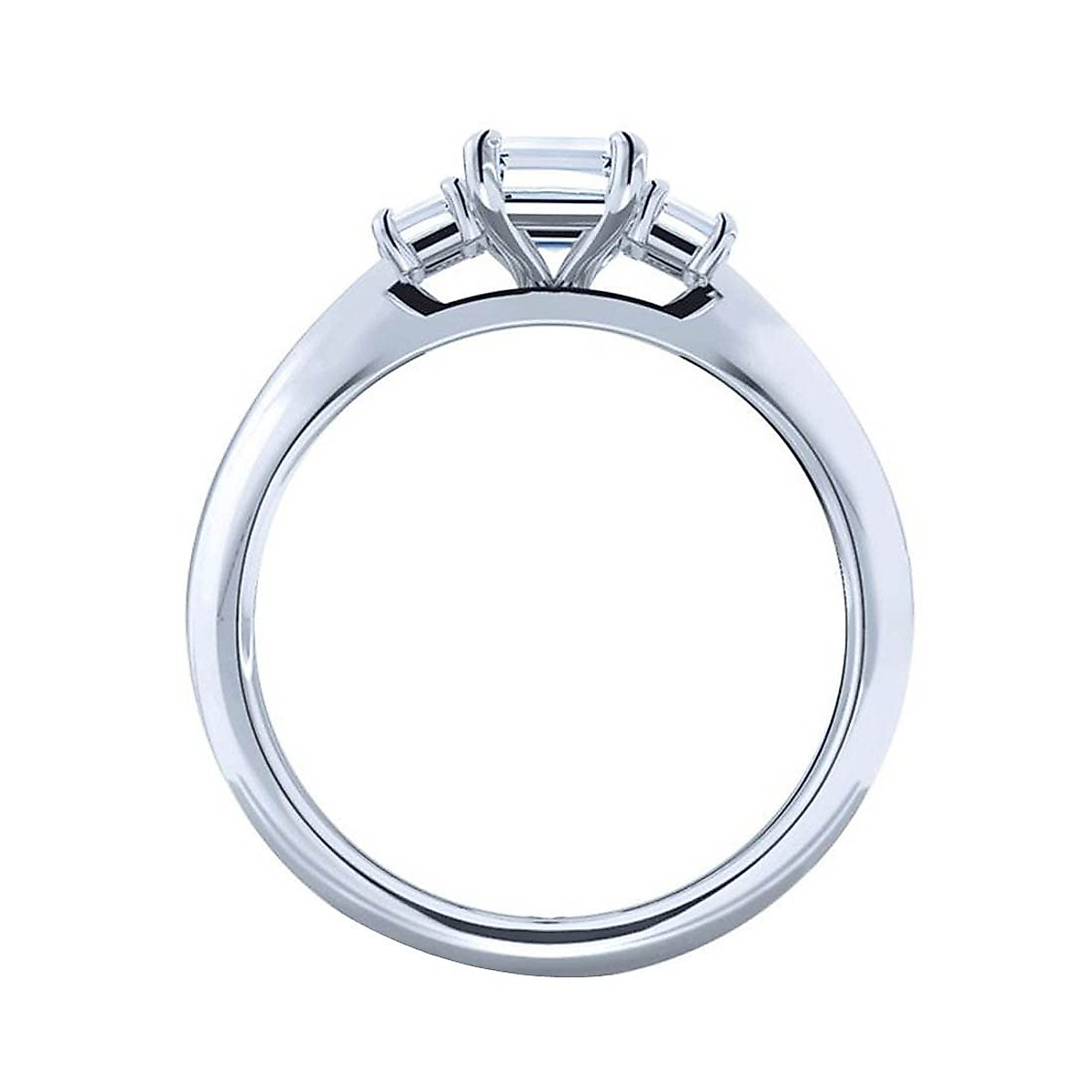 2 TCW Emerald Cut Moissanite Solitaire With accents Engagement Bridal Ring For Women In 10KT Solid Gold In Prong Setting For Wedding Anniversary ( Center 1 CT , Clarity VVS1-VVS2 , Color D-E,8)