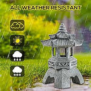 Lovely Ran Zen Solar Pagoda Lantern Garden Statue, Indoor/Outdoor Zen Asian Decor for Landscape Balcony, Garden, Patio, Porch Yard Art Ornament