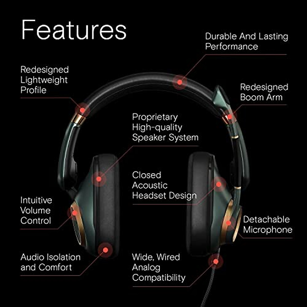 EPOS H6Pro - Closed Acoustic Gaming Headset with Mic - Over-Ear Headset – Lightweight - Lift-to-Mute - Xbox Headset - PS4 Headset - PS5 Headset - PC/Windows Headset - Gaming Accessories (Green)