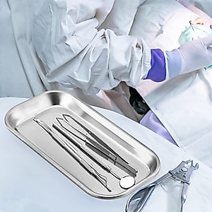 Surgical Tray, Stainless Steel Tray for Lab Instrument Supplies, Tattoo Tool for Lab Instrument Supplies Tattoo Tool Small Metal Tray for Medical Surgical Dental Instruments