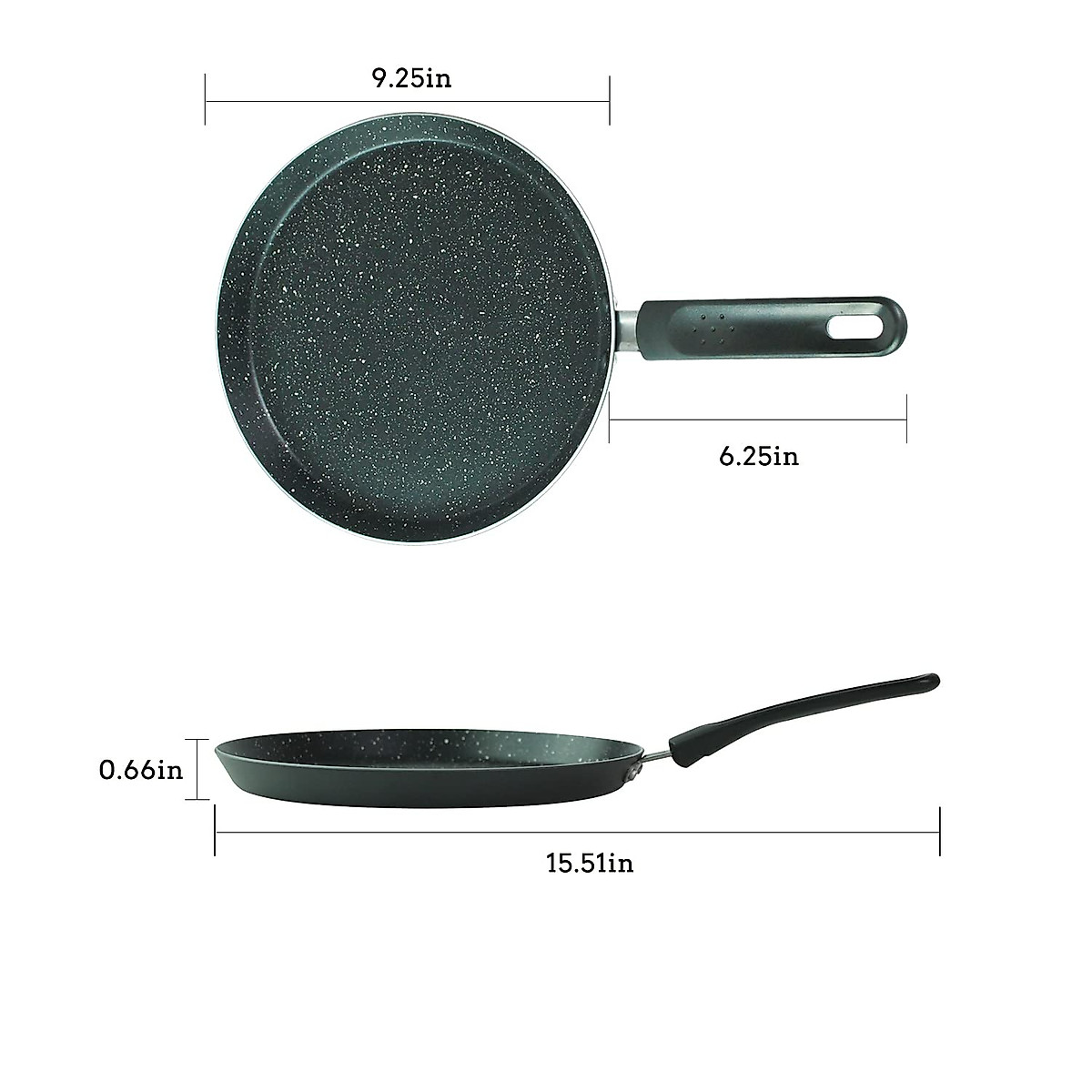 LECOOKING Nonstick Dosa Pan, Comal Para Tortillas, Non-Stick Pancake Griddle Compatible with Induction， also for Crepes.9.5 inch
