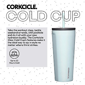 Corkcicle Cold Cup Insulated Tumbler with Lid and Straw, Ice Queen, 24 oz – Reusable Water Bottle Keeps Beverages Cold for 12hrs, Hot 5hrs – Cupholder Friendly Tumbler, Lid for Flexible Sipping