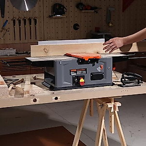 VEVOR Spiral Benchtop Jointer, 8-Inch, 2HP 10000 RPM Bench Top Wood Jointer, 18-Blade Spiral Cutterhead with Extendable Arm up to 6.5'' and 8x42.3'' Worktable 0-1/8'' Adjustable Depth, for Woodworking