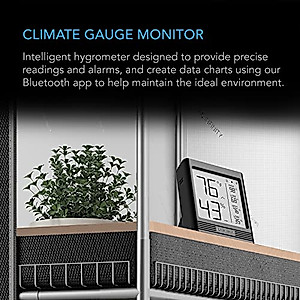 AC Infinity CLOUDCOM B2, Temperature Humidity Smart Hygrometer with LCD Display and Bluetooth App Monitor, Climate Gauge Thermometer for Basements, Guitar Rooms, Grow Tents, and Greenhouses